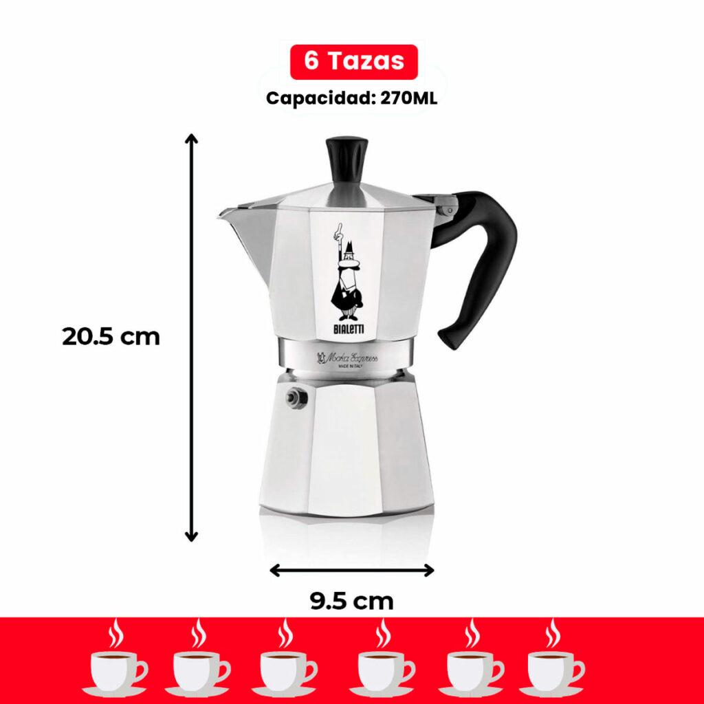 Moka Express 6 Tazas + Café Molido Perfetto Moka 250gr + 1 Frasco para Café