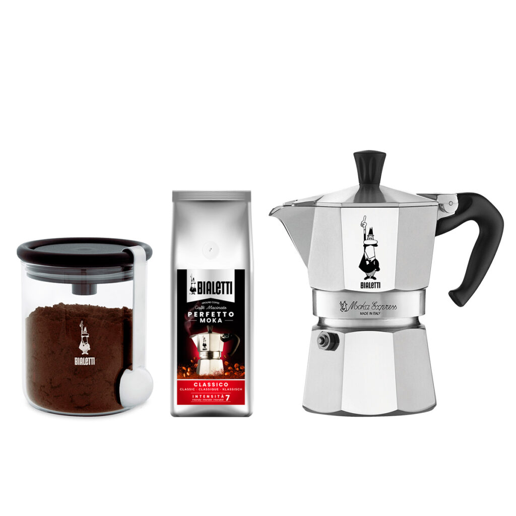 Pack Moka Express 3 Tazas + Café Perfetto Moka Classico
